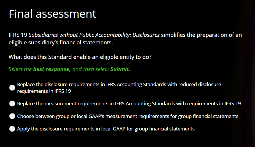 Final assessment IFRS 19 Subsidiaries | StudyX
