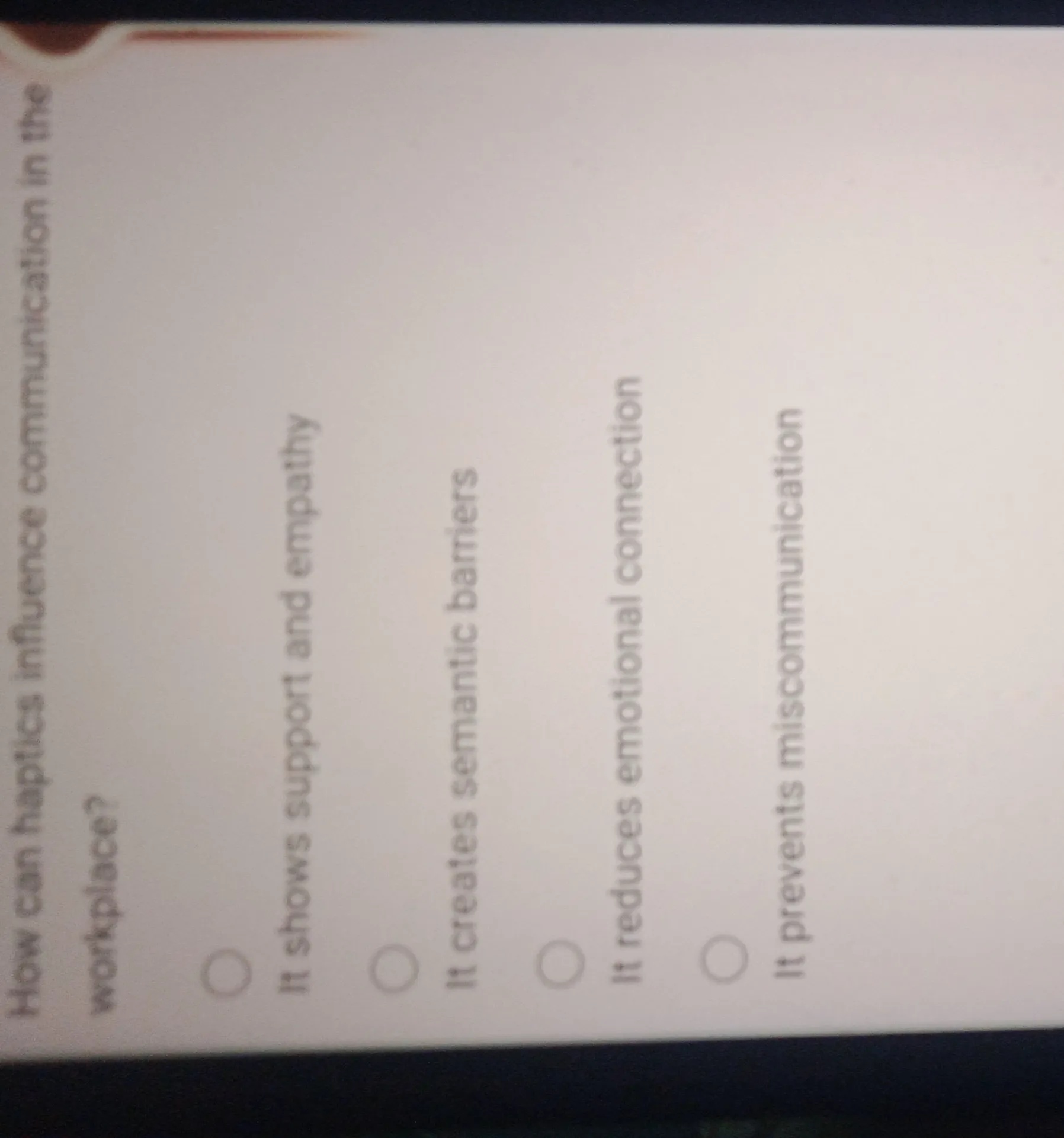 How can haptics influence communication in | StudyX