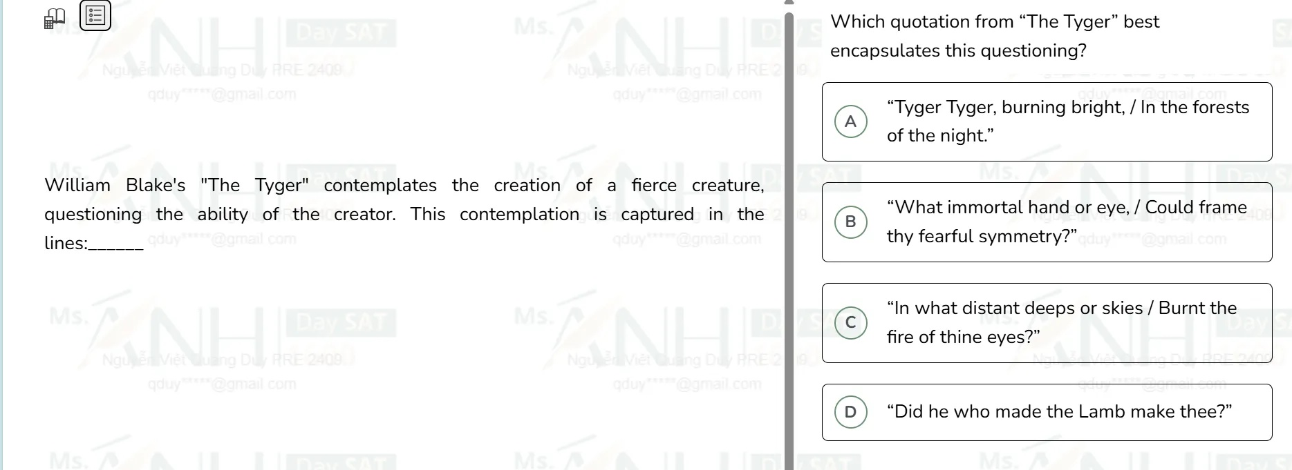 William Blakes The Tyger contemplates the | StudyX