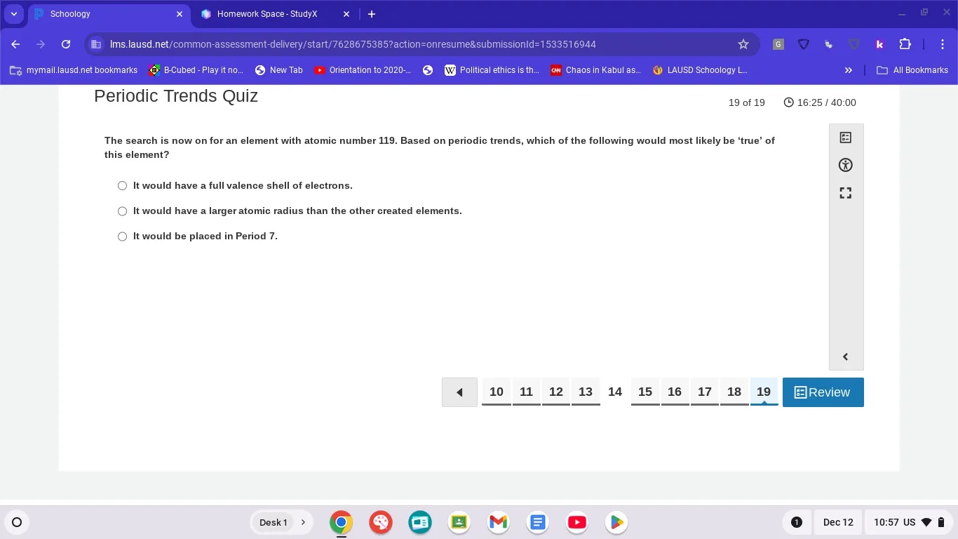Periodic Trends Quiz The search is now on | StudyX