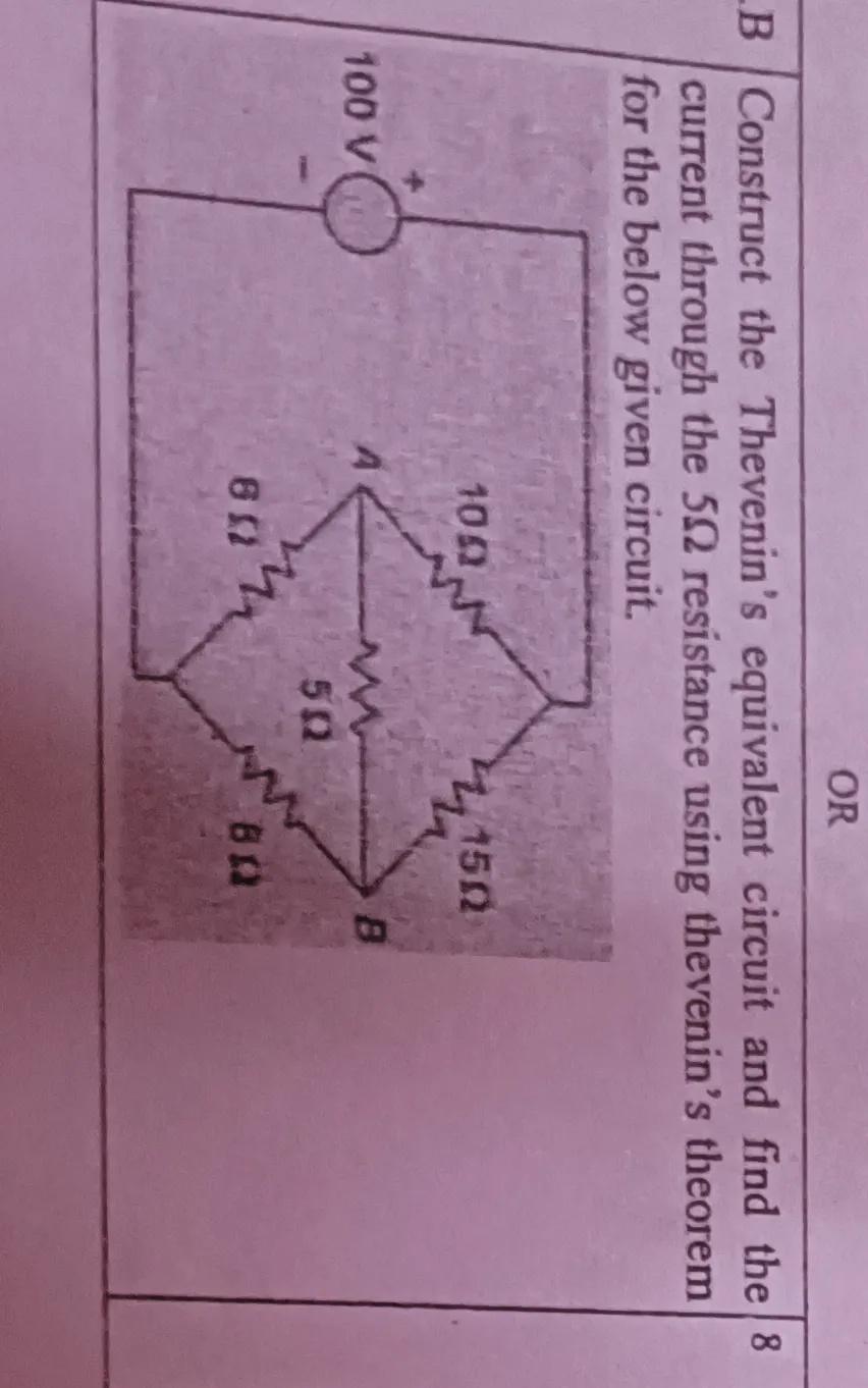 OR -B Construct the Thevenins equivalent | StudyX