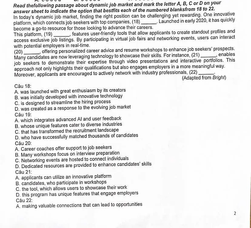 Read the following passage about dynamic job | StudyX