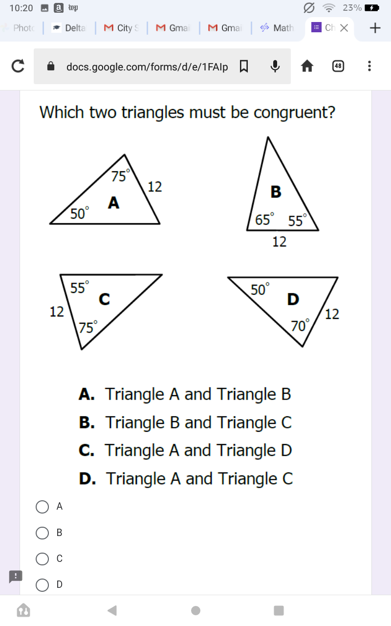Which two triangles must be congruent | StudyX