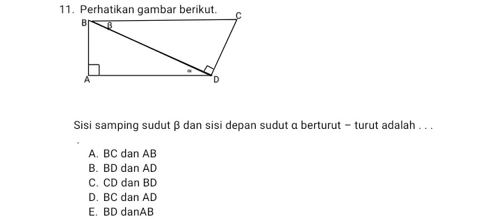 11 Perhatikan gambar berikut B A D C Sisi | StudyX