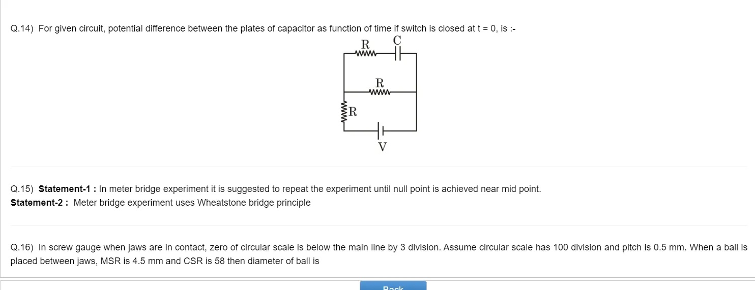 Q14) For given circuit potential difference | StudyX