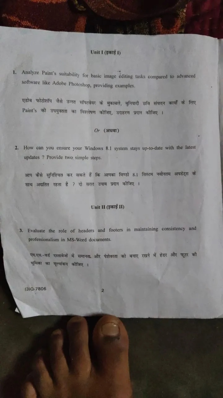 Unit 1 ( 1) 1 Analyze Paints suitability for | StudyX