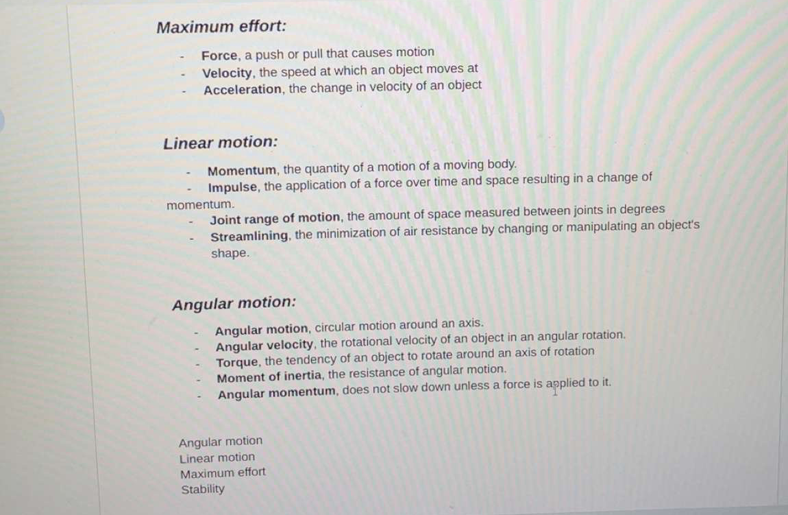 Maximum effort - Force a push or pull that | StudyX