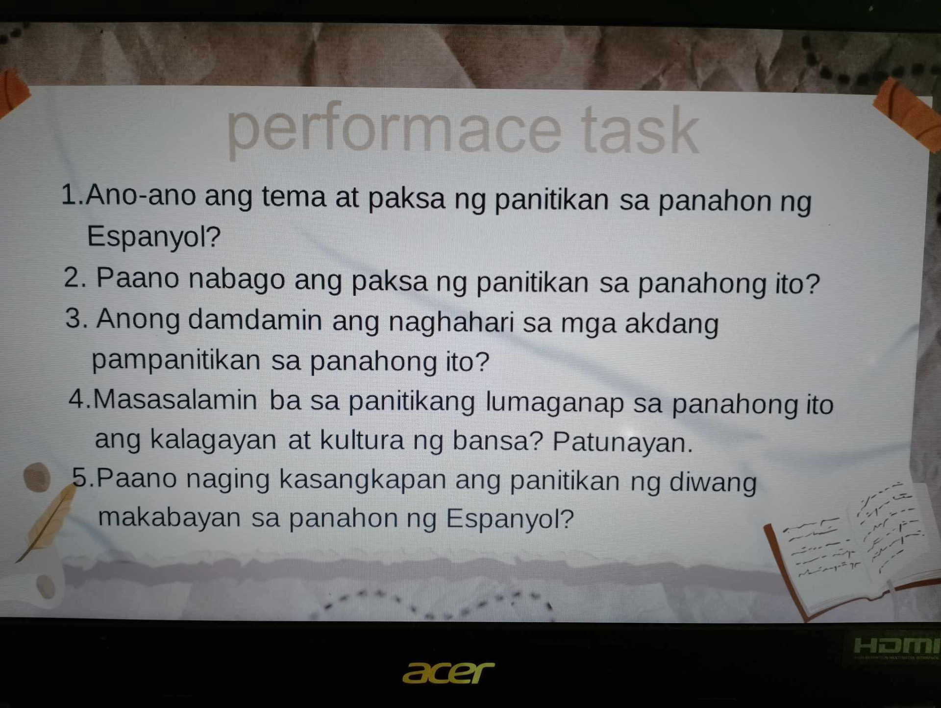 performace task 1Ano-ano ang tema at paksa | StudyX
