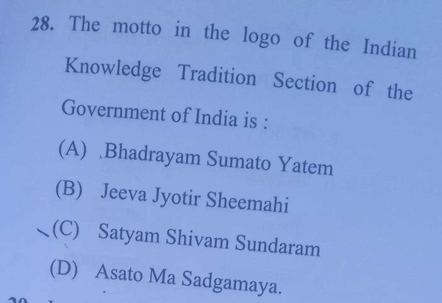 28 The motto in the logo of the Indian