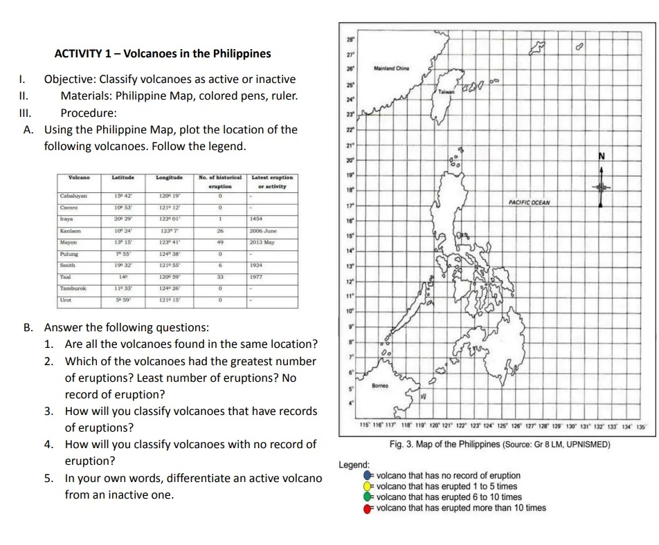 ACTIVITY 1 - Volcanoes in the Philippines I | StudyX