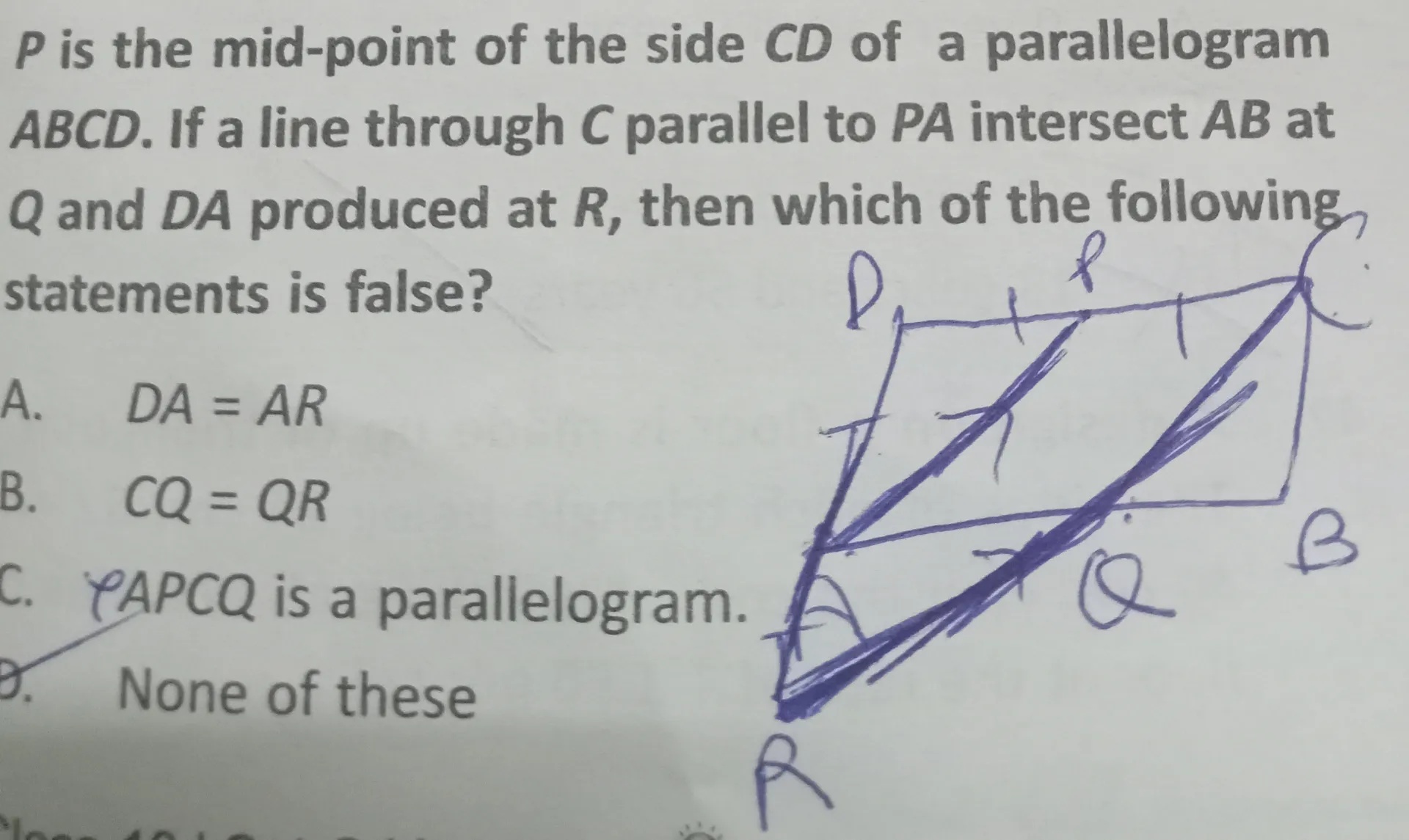 46 P is the mid-point of the side CD of a parallelogram ABCD A line ...