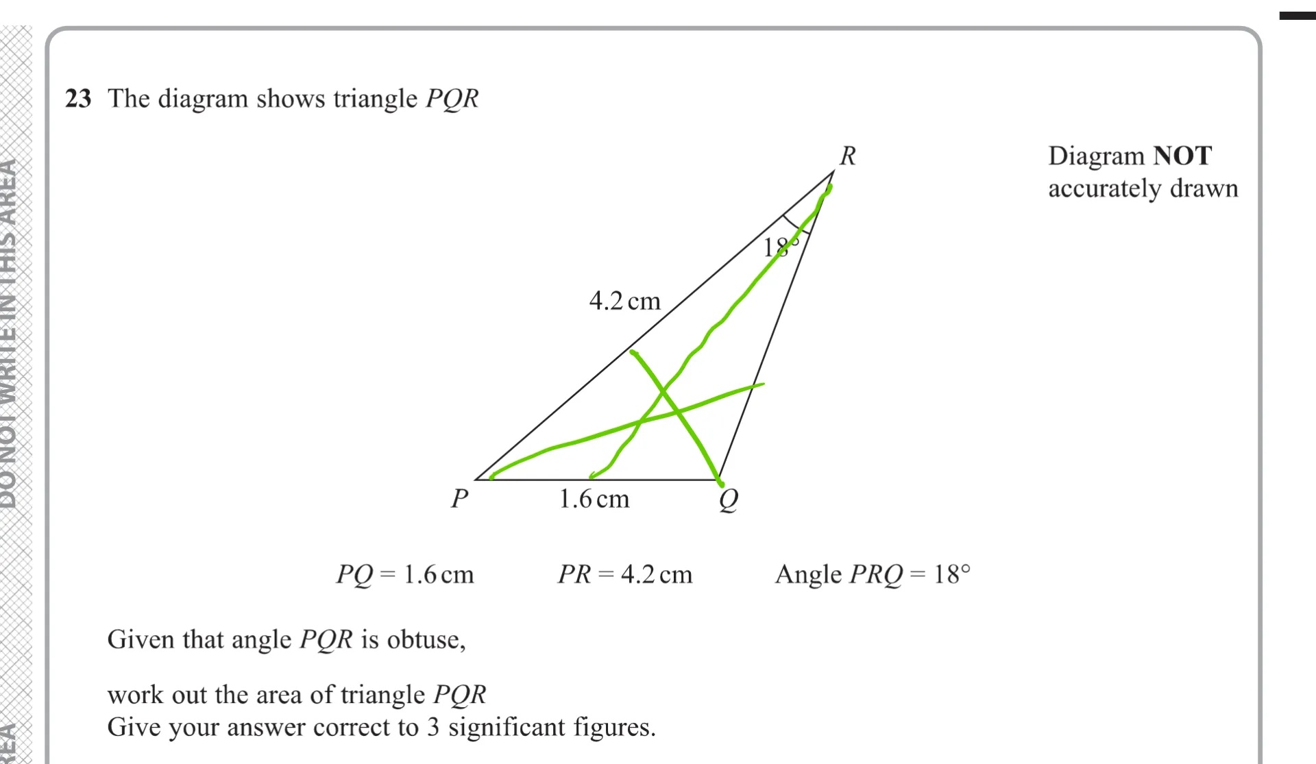 23 The diagram shows triangle PQR PQ = 16 cm | StudyX