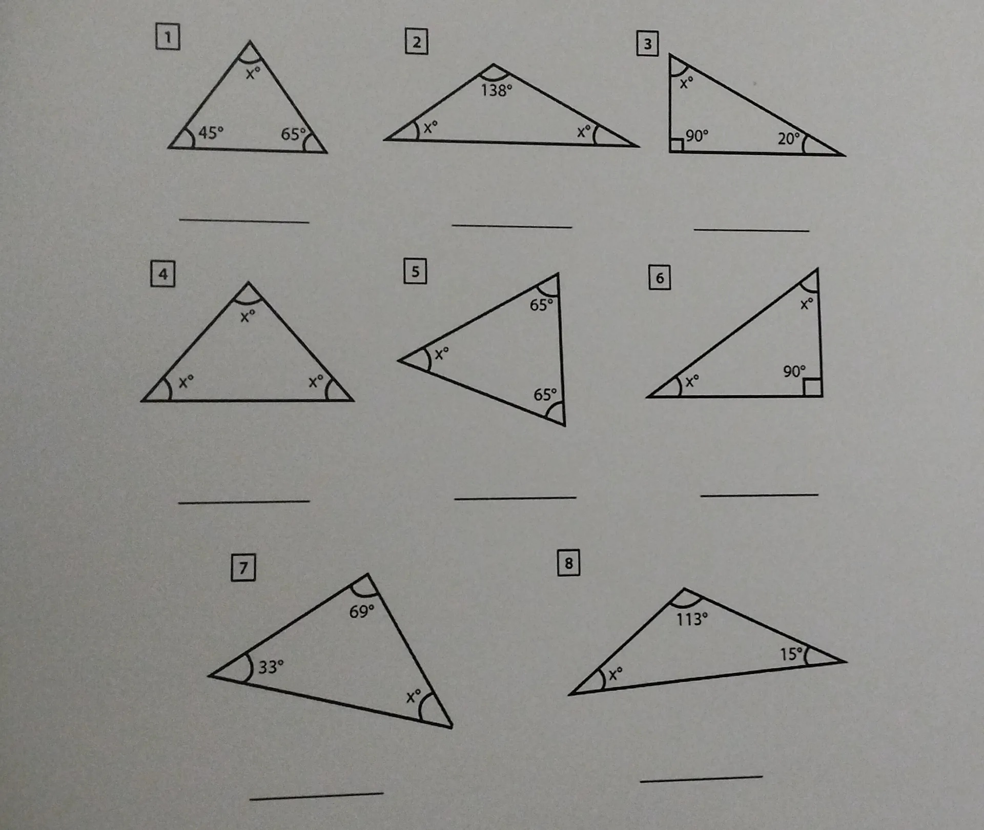 Find the value of x in each of the following | StudyX
