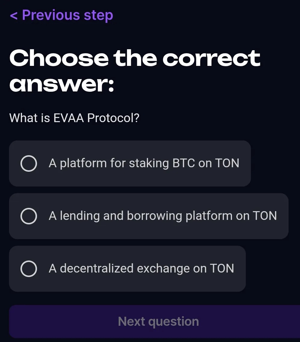 Choose the correct answer What is EVAA | StudyX
