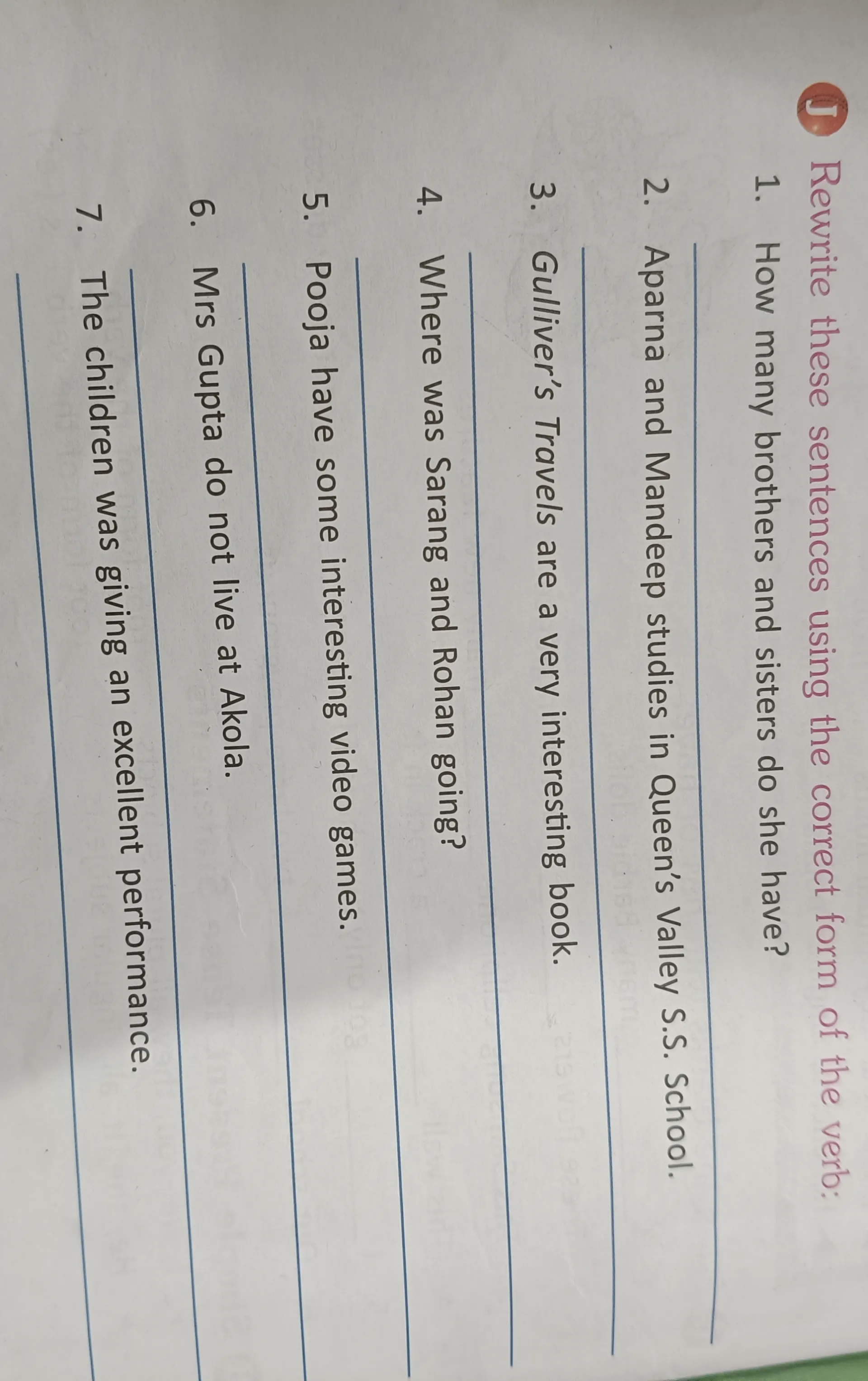 Rewrite these sentences using the correct | StudyX