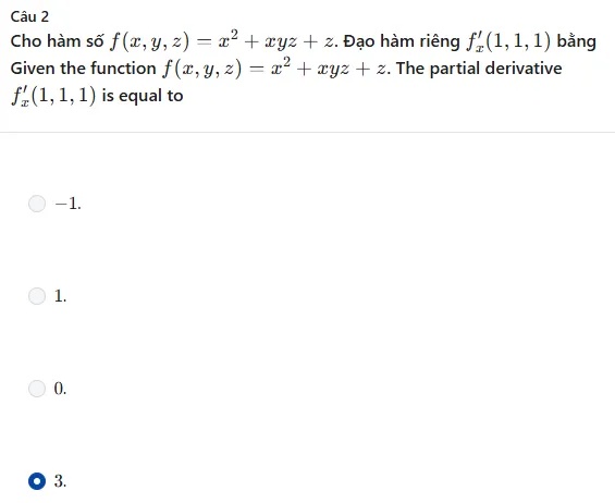 Cu 2 Cho hm s f(x y z) = x + xyz + z o hm | StudyX