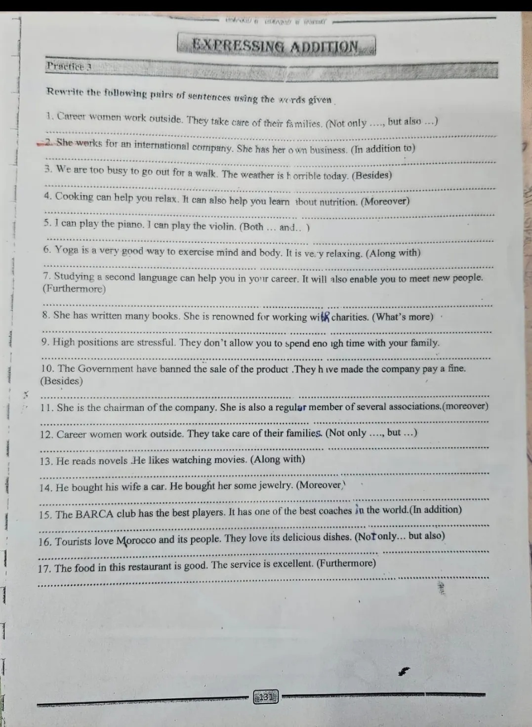 EXPRESSING ADDITION Practice 3 Rewrite the | StudyX
