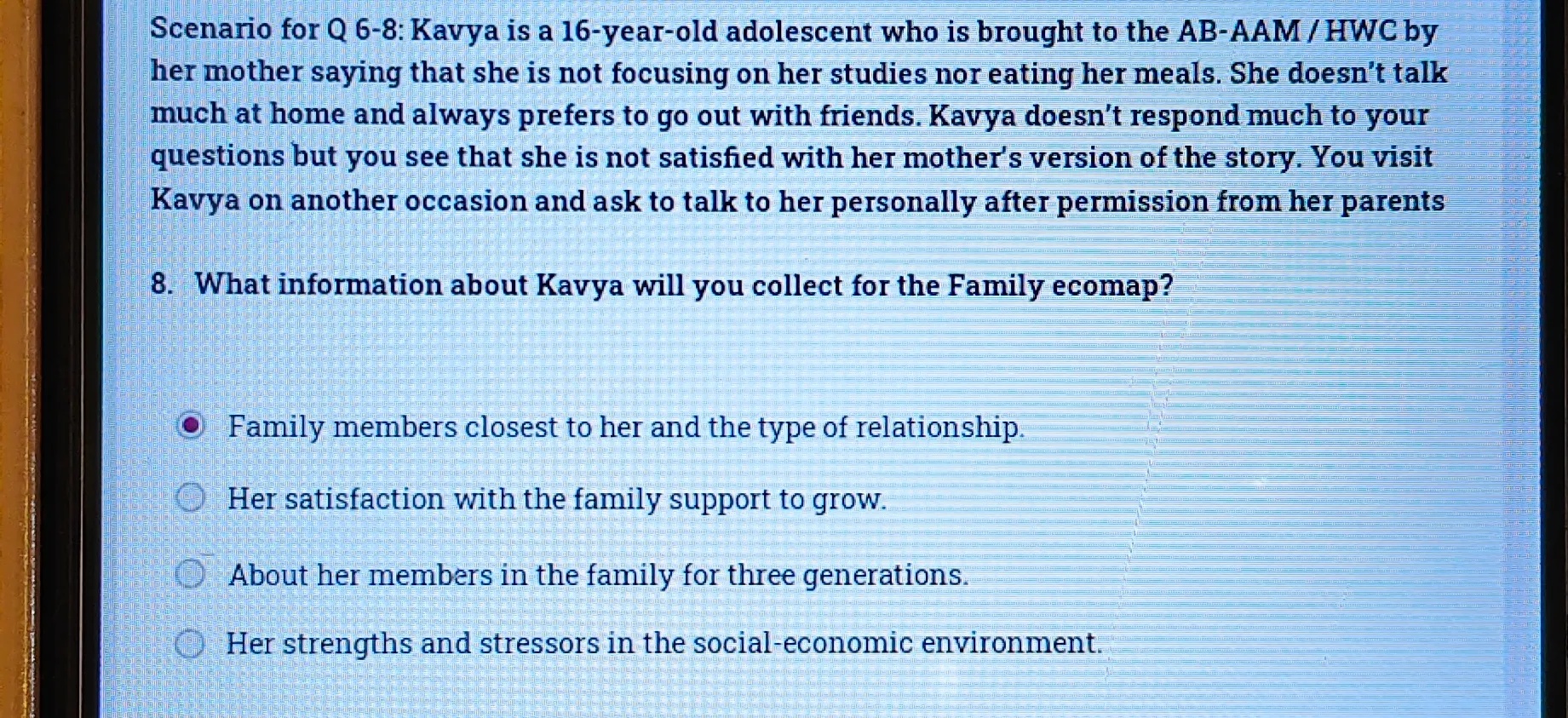 Scenario for Q 6-8 Kavya is a 16-year-old | StudyX