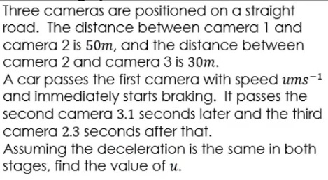 Three cameras are positioned on a straight | StudyX