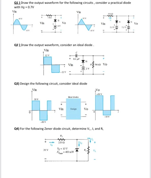 Q1) Draw the output waveform for the | StudyX