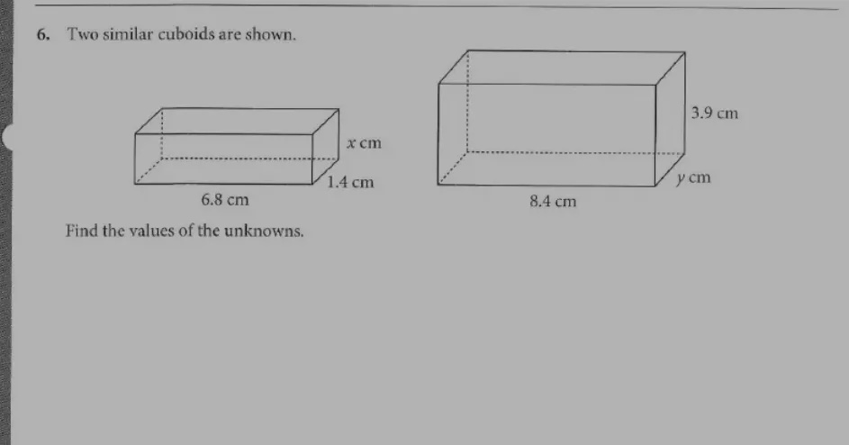 6 Two similar cuboids are shown 68 cm Find | StudyX
