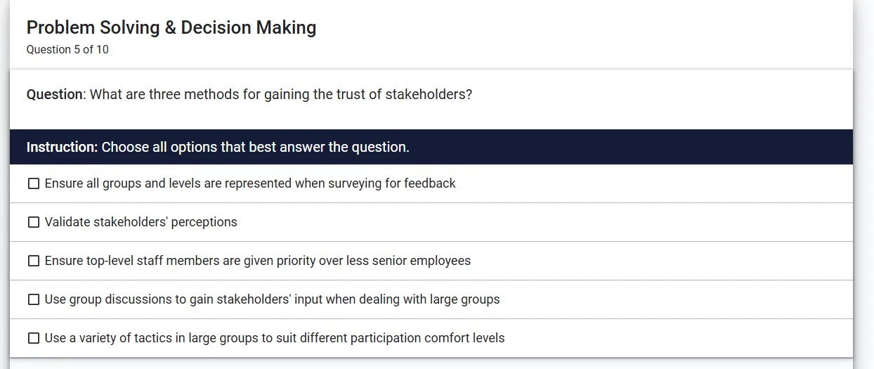 Problem Solving Decision Making Question 5 | StudyX