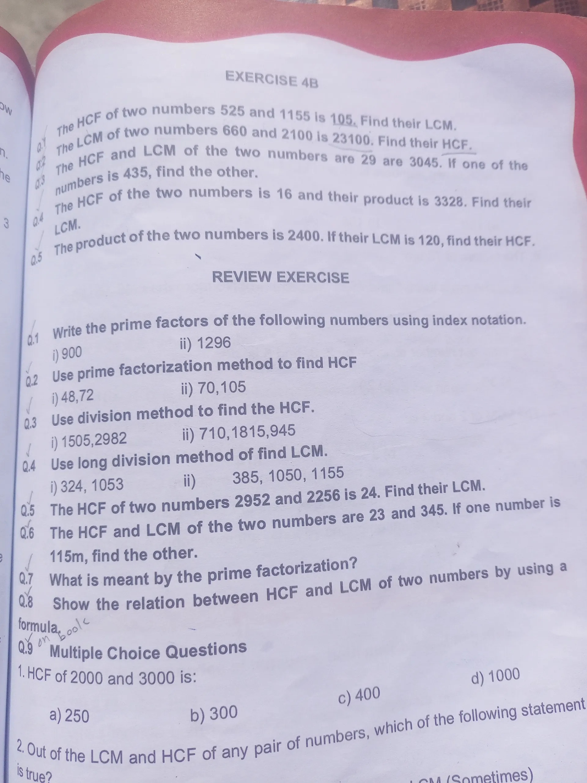 EXERCISE 4B Q1 The HCF of two numbers 525 | StudyX