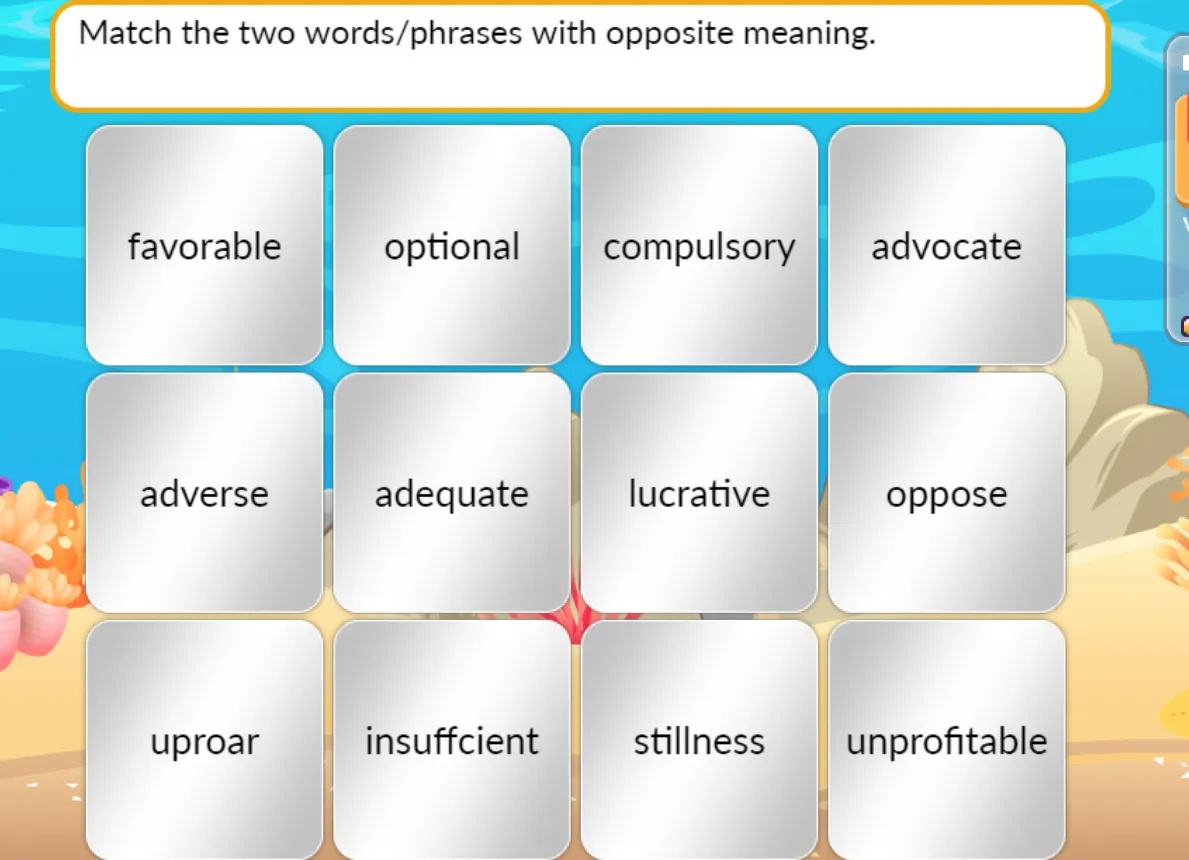 Match the two words phrases with opposite | StudyX