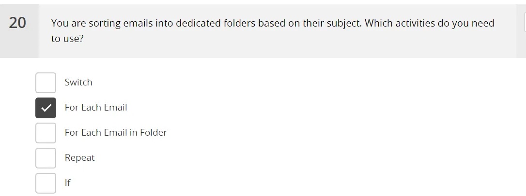 20 You are sorting emails into dedicated
