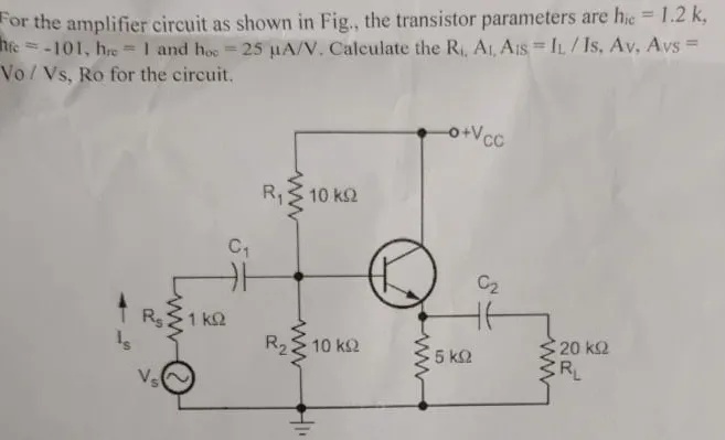 For the amplifier circuit as shown in Fig | StudyX