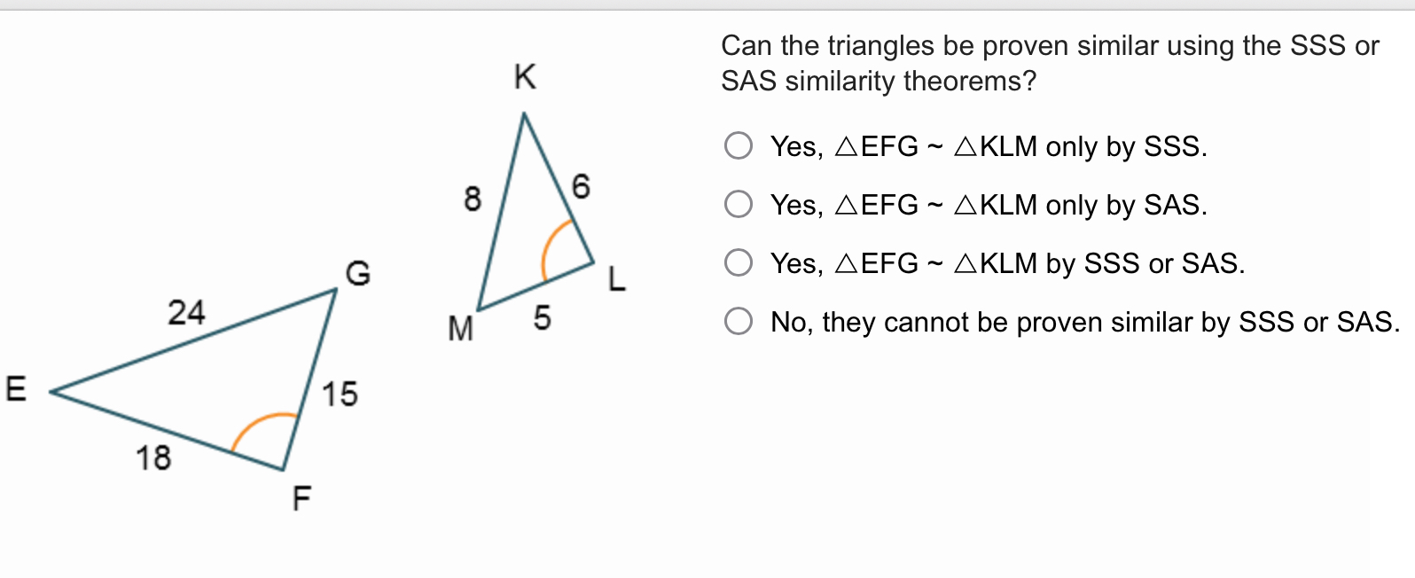 Can the triangles be proven similar using | StudyX