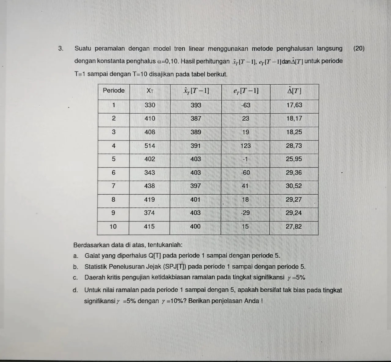 3 Suatu peramalan dengan model tren linear | StudyX