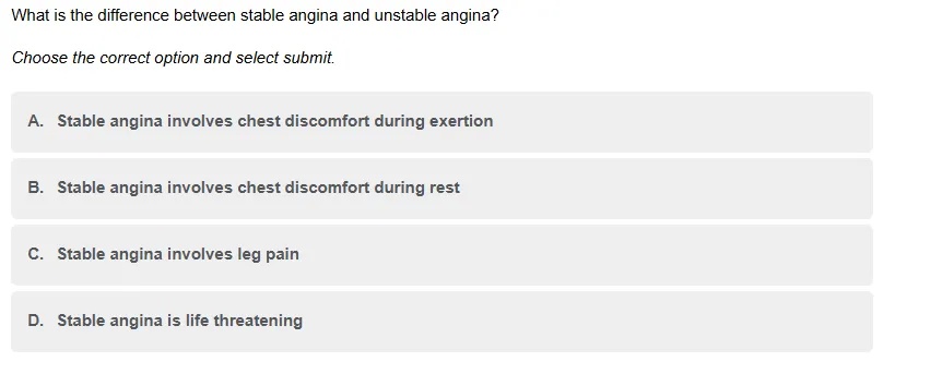 What is the difference between stable angina | StudyX