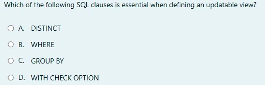 Which of the following SQL clauses is | StudyX