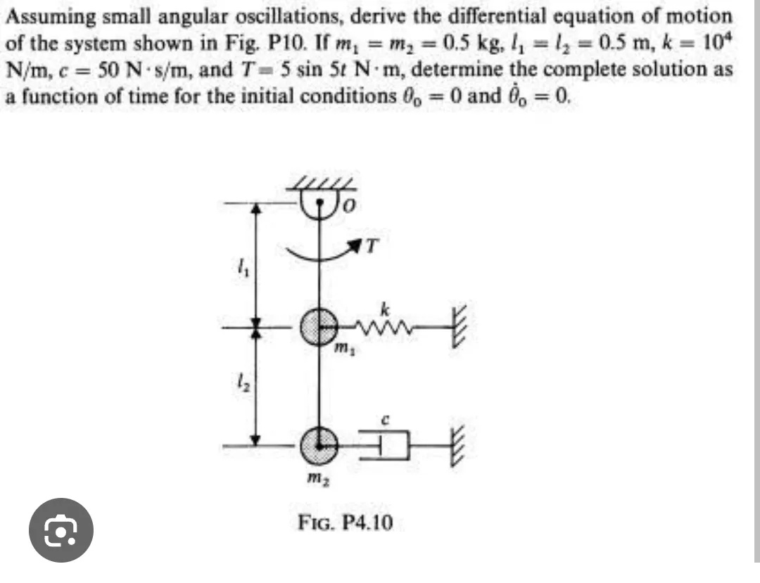 Assuming small angular oscillations derive | StudyX