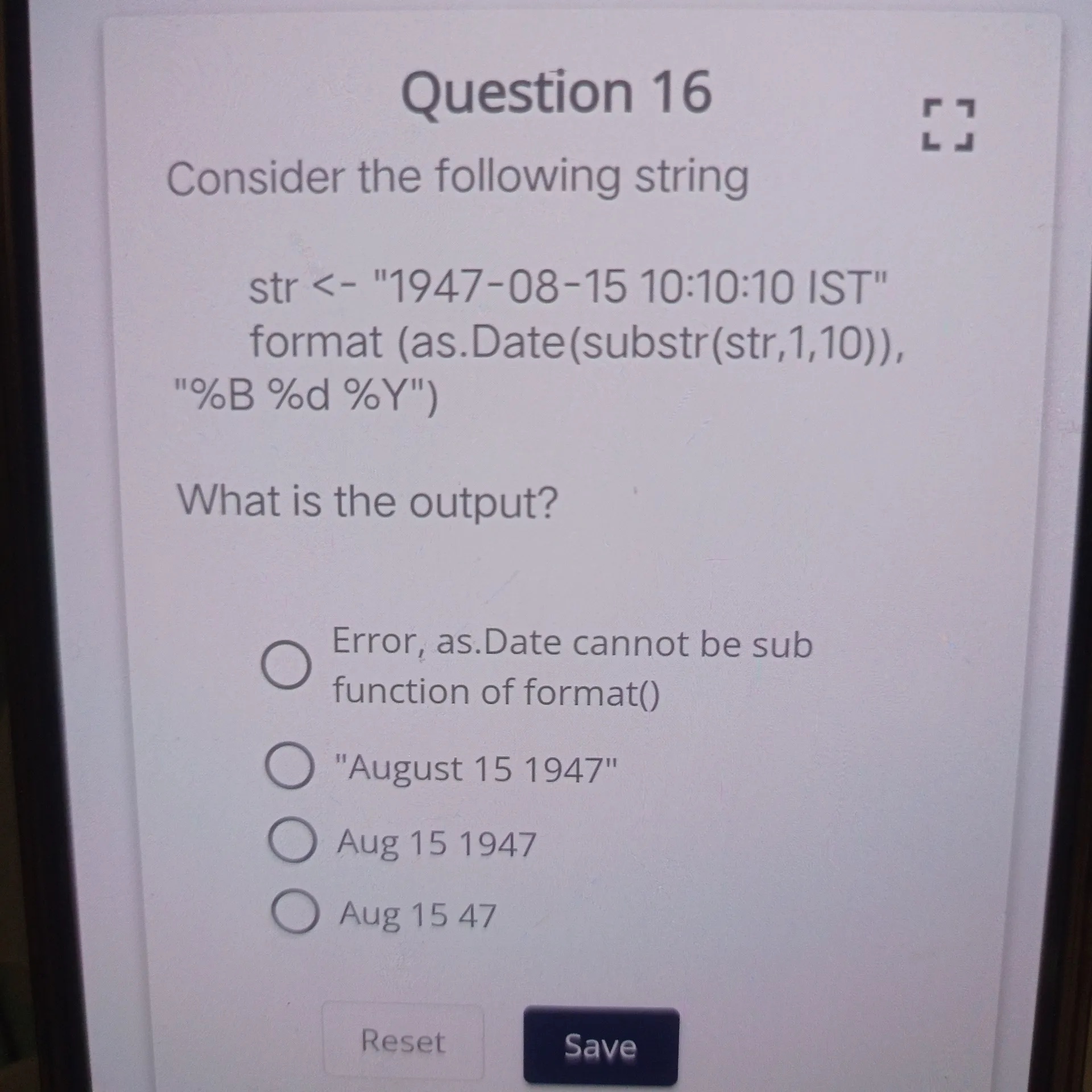 Question 16 Consider the following string | StudyX