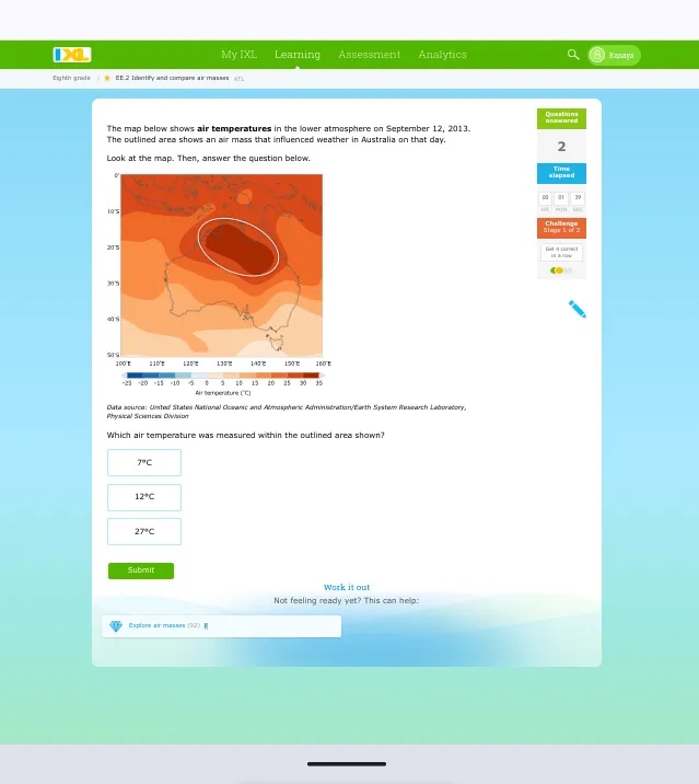 The map below shows air temperatures in the | StudyX