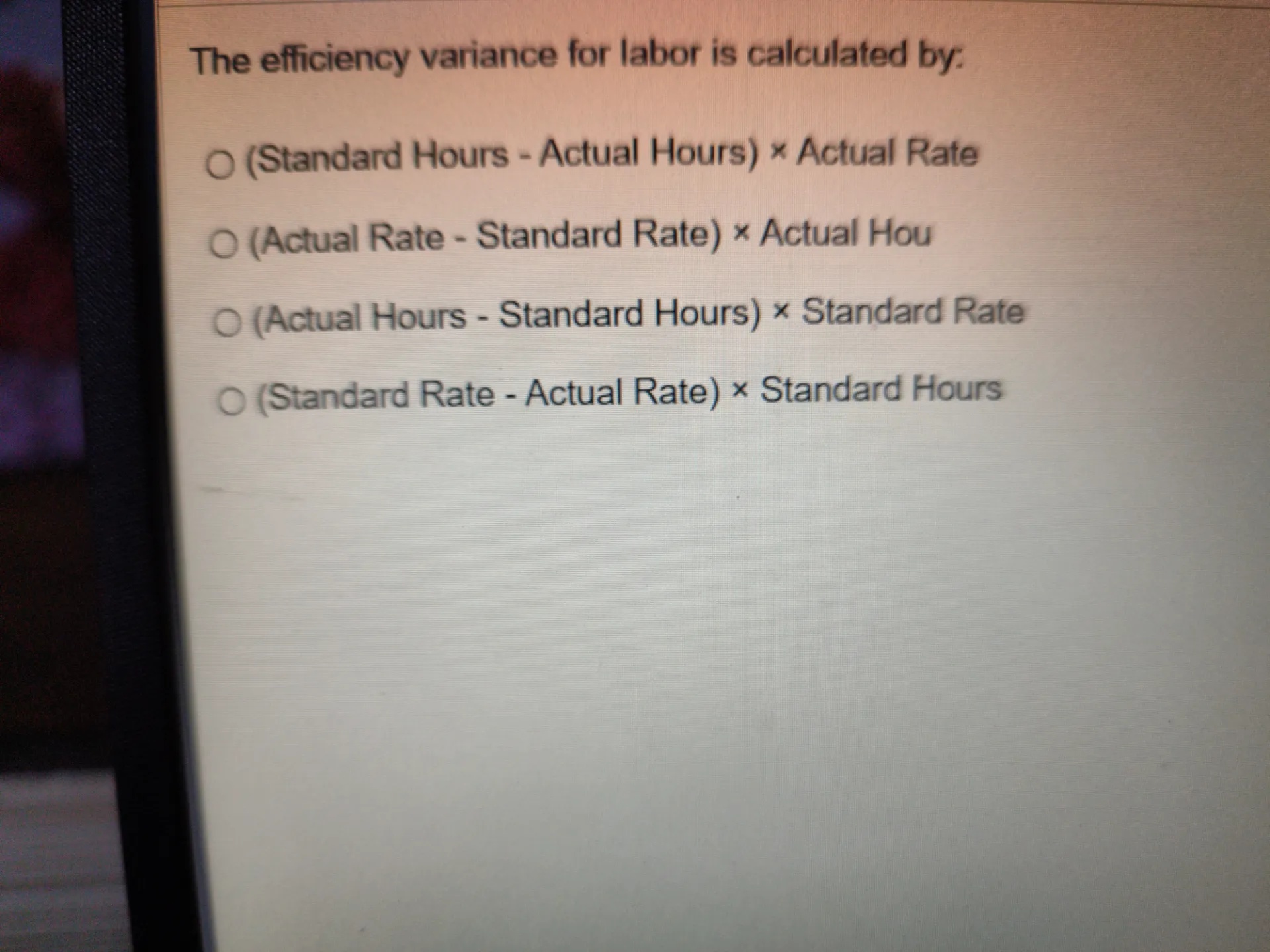 The efficiency variance for labor is | StudyX