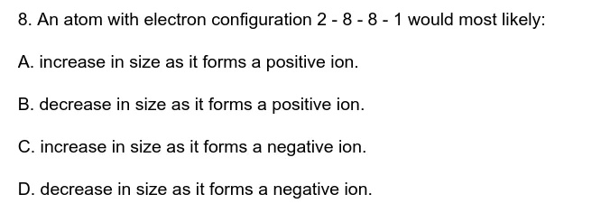 8 An atom with electron configuration | StudyX