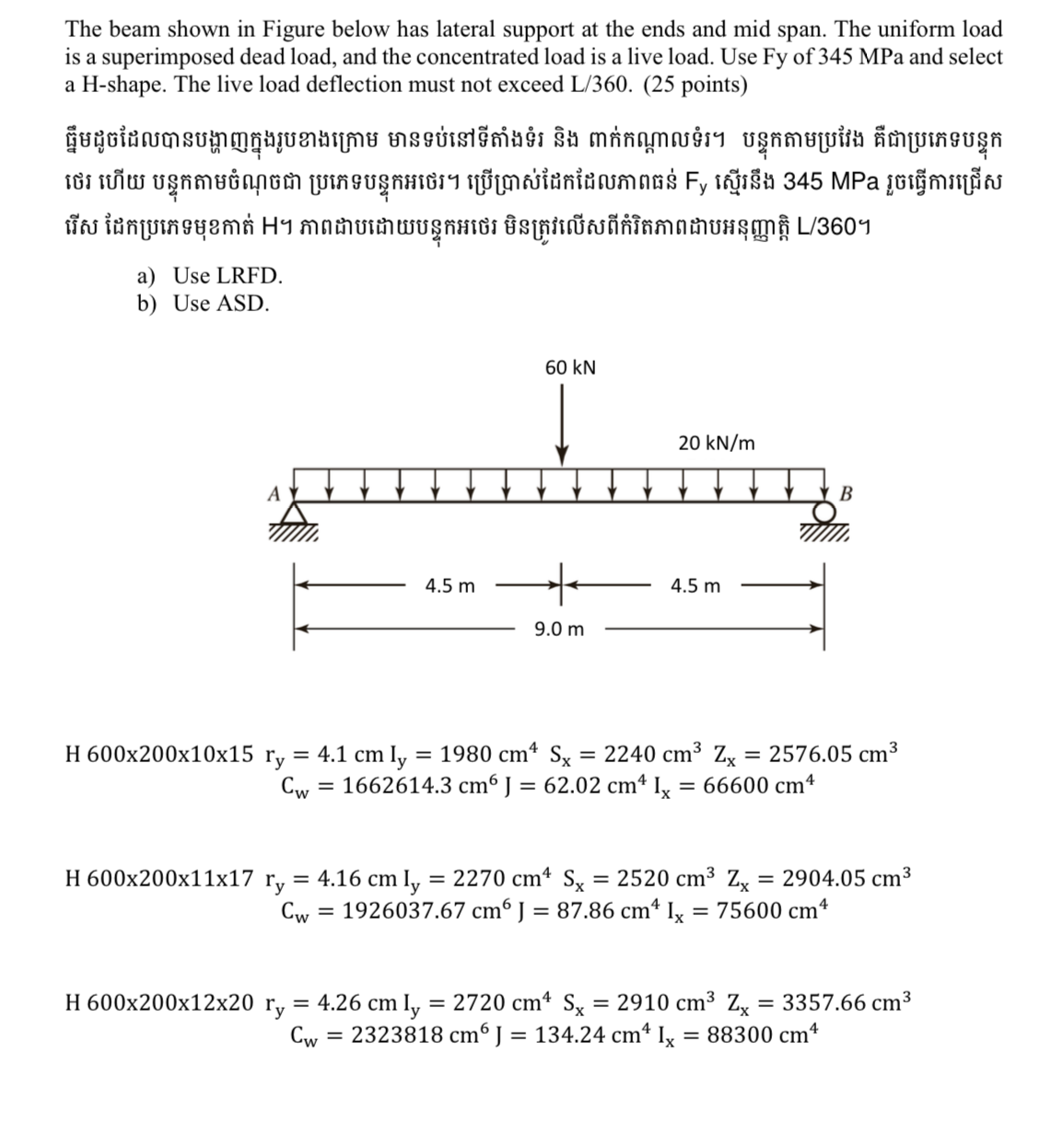 The beam shown in Figure below has lateral | StudyX