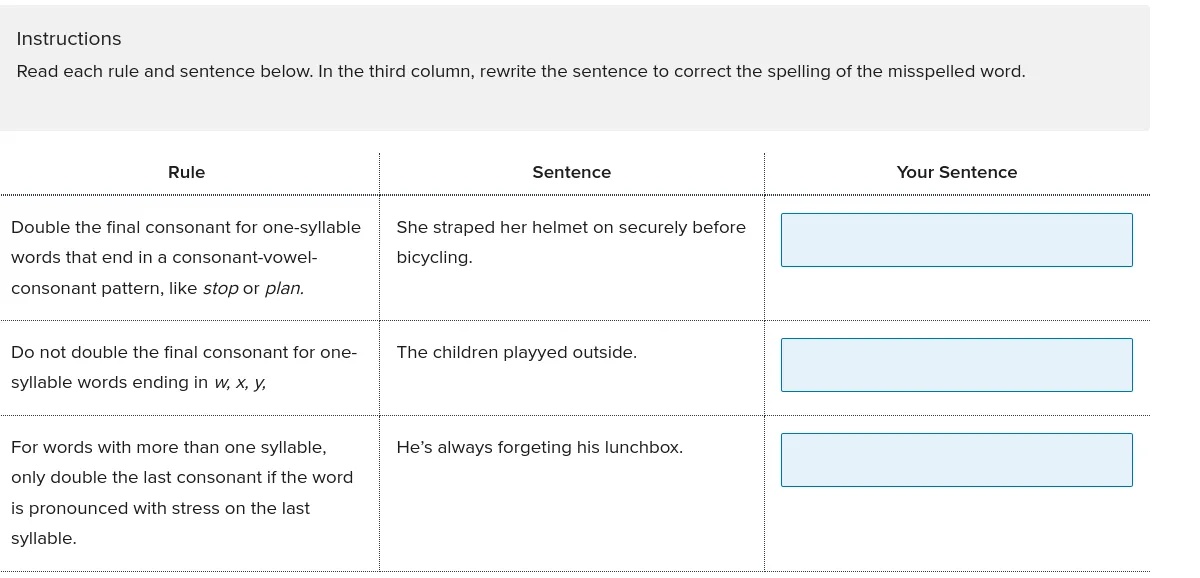 InstructionsRead each rule and sentence | StudyX