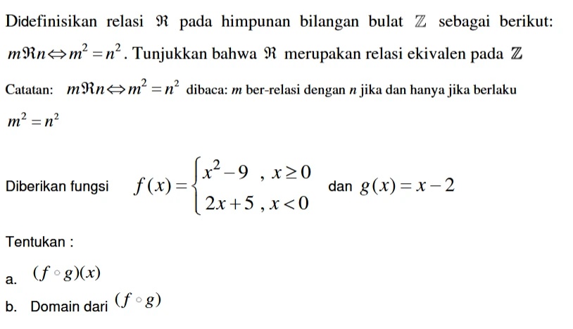 Didefinisikan relasi R pada himpunan | StudyX