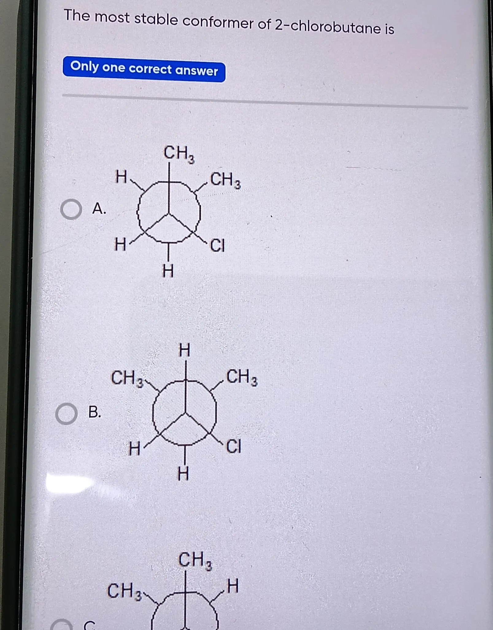The most stable conformer of 2-chlorobutane | StudyX