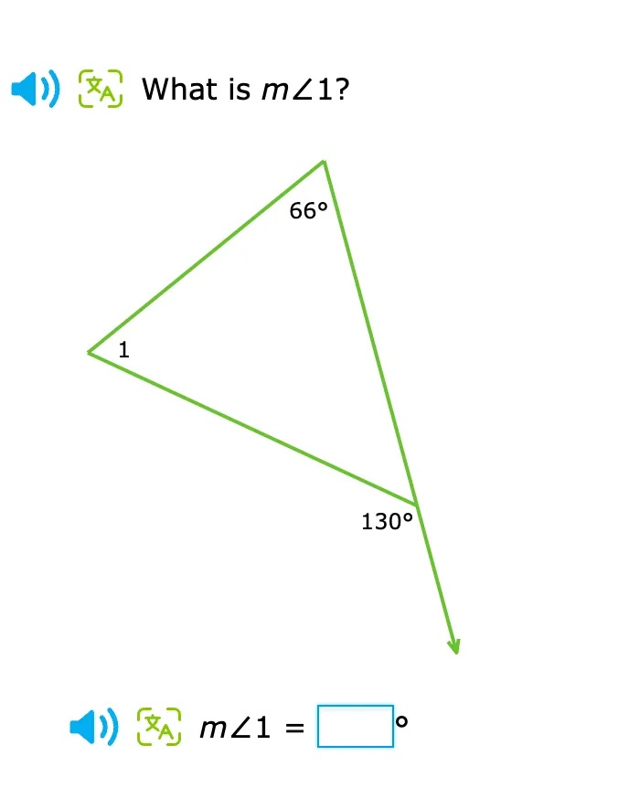What is m angle1 Diagram shows a triangle | StudyX