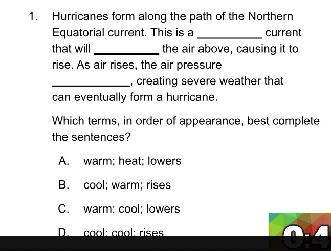 1 Hurricanes form along the path of the | StudyX