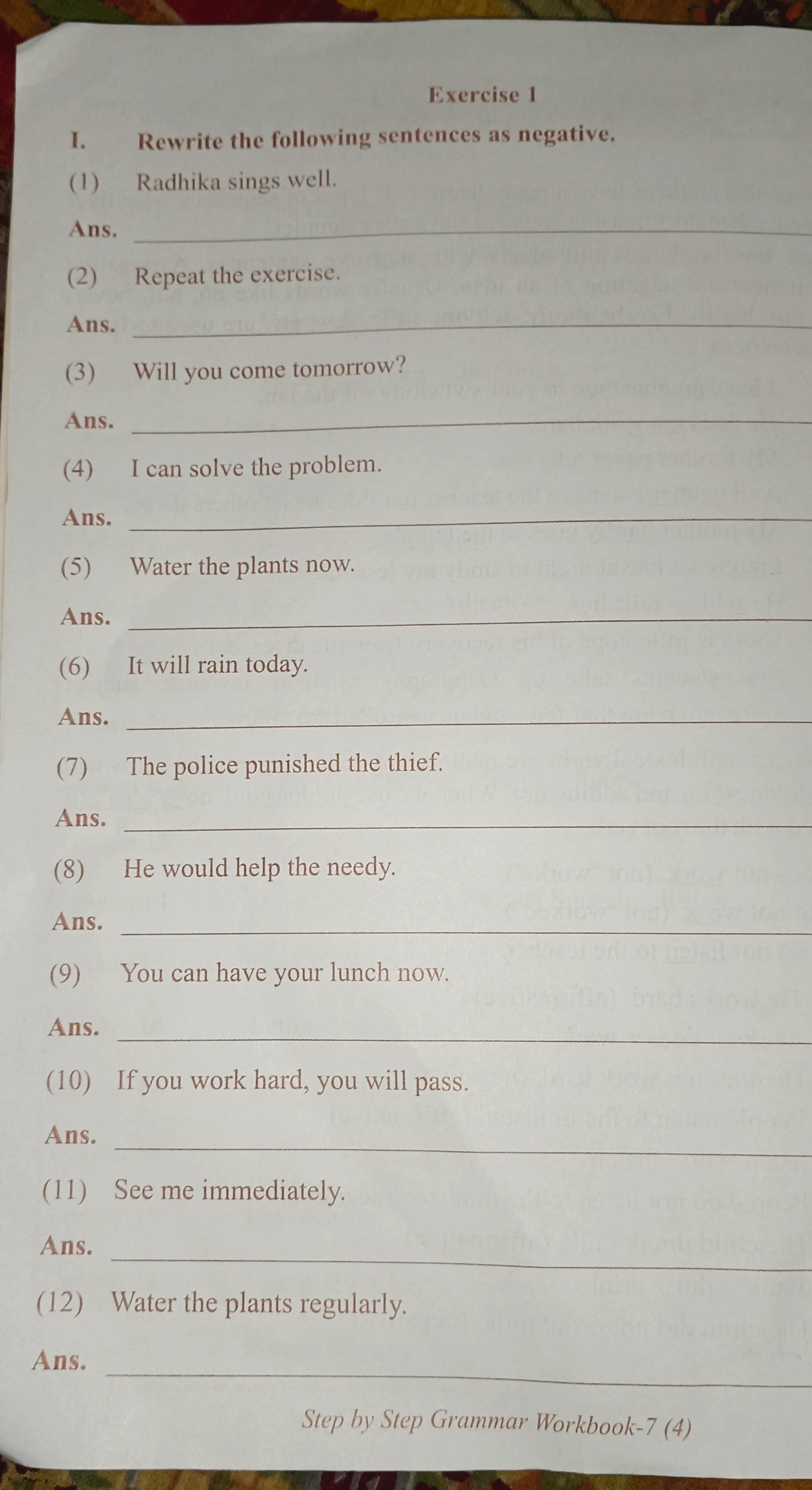 Exercise 1 Rewrite the following sentences | StudyX