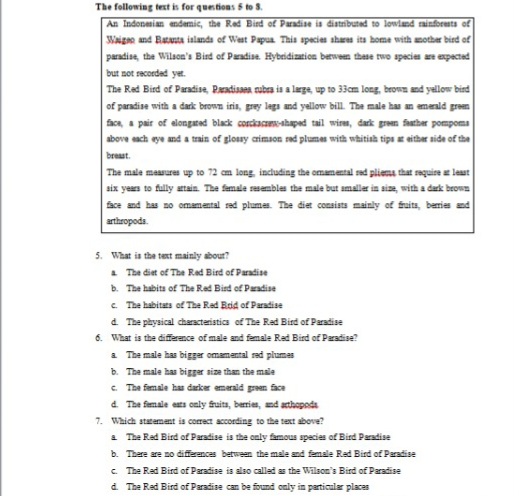 The following text is for questions 5 to 8 An | StudyX