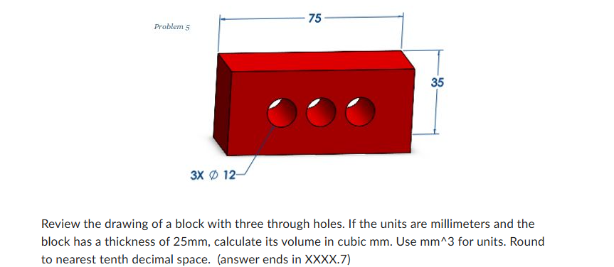Problem 5 Review the drawing of a block with | StudyX