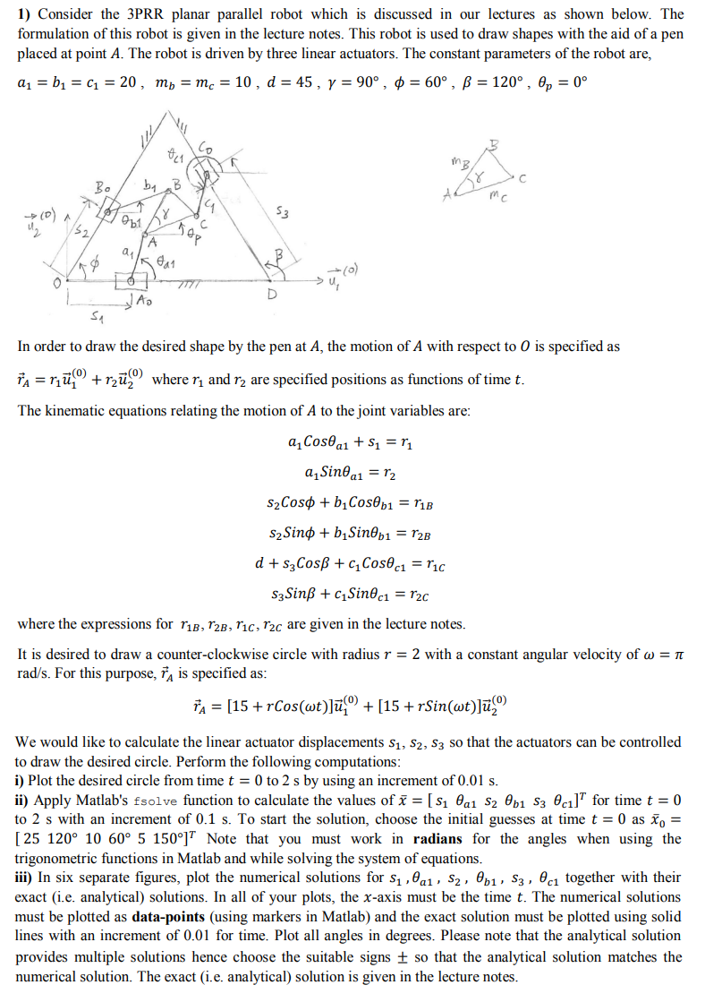 1 Consider the 3PRR planar parallel robot | StudyX