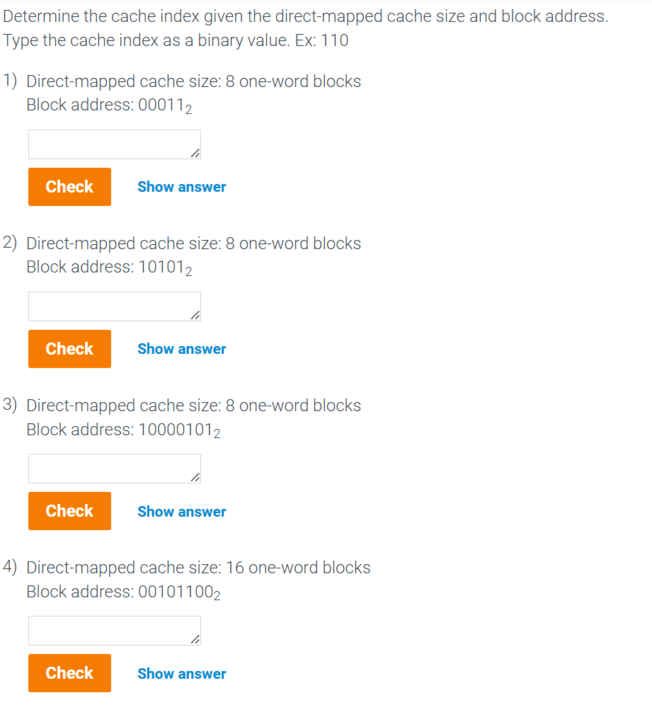 Determine the cache index given the direct | StudyX